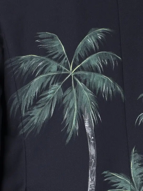 Palm Angels Palm Tree Printed Double Breasted Blazer