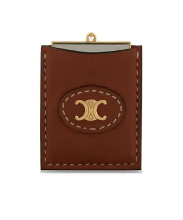 Celine Leather Mirror Pendant With Gold Finish - Brown