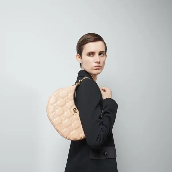 Gucci Padded Chain Shoulder Bag - Nude