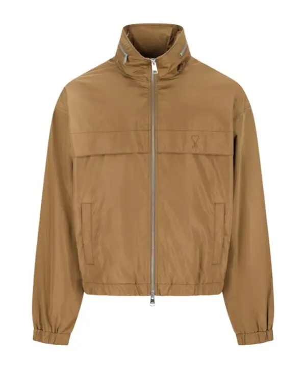 Ami Coupe Zip Windbreaker - Brown