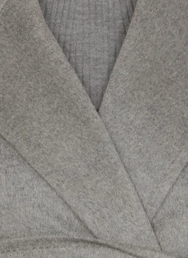 Max Mara Belted Long-sleeved Coat With Lace Detailing - Gray