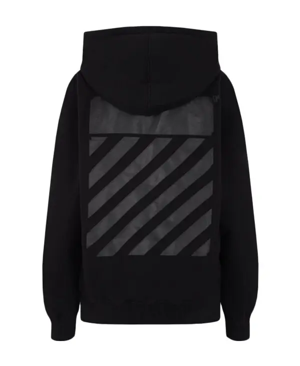 Off-White Diag-print Cotton Hoodie - Black