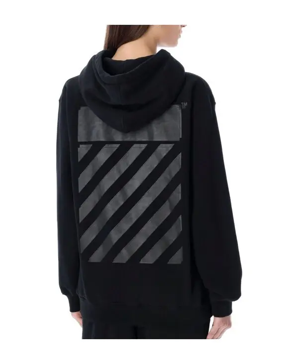 Off-White Diag-print Cotton Hoodie - Black