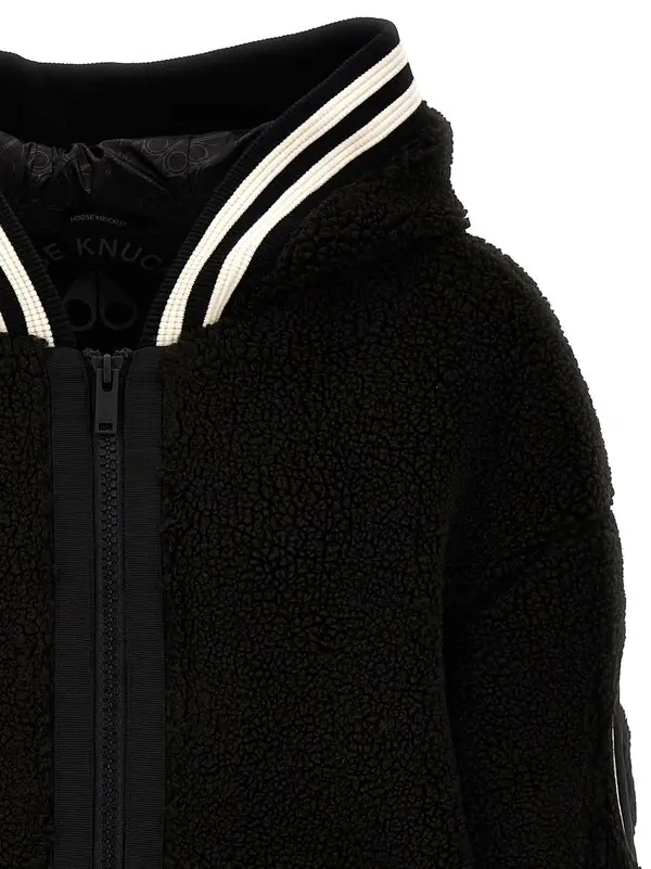Moose Knuckles Long Sleeve Hooded Jacket With Logo Embroidery