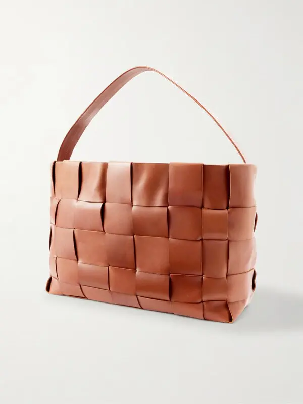 ST. AGNI Woven Leather Shoulder Bag - Brown