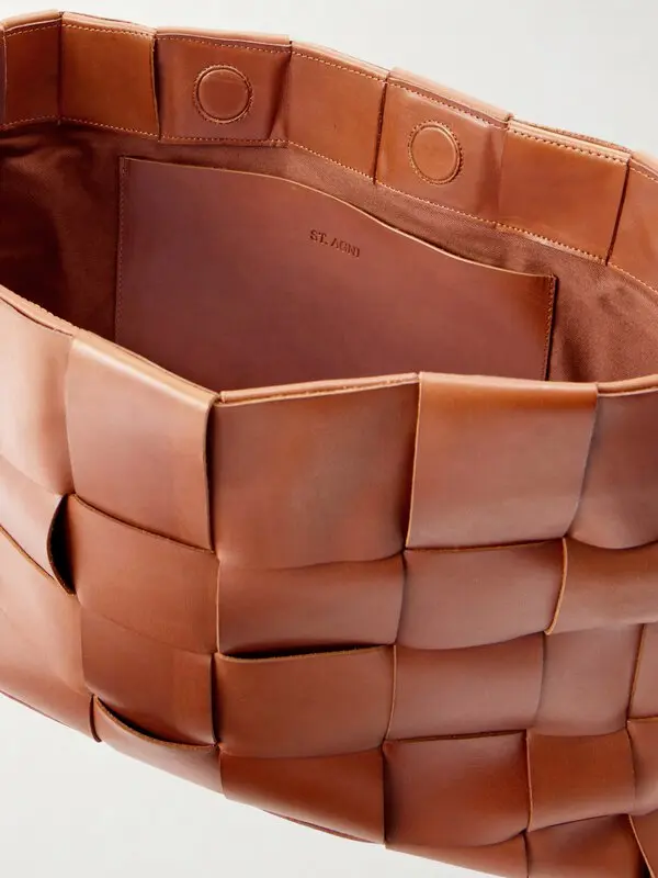 ST. AGNI Woven Leather Shoulder Bag - Brown