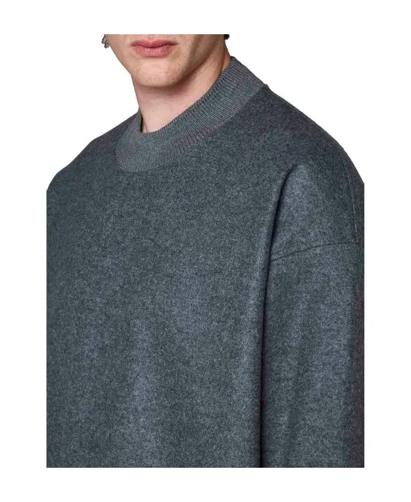 JIL SANDER Mock Neck Knitted Jumper - Gray
