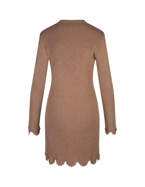 Chloé Ribbed-knit Mini Dress With Wavy Hem And Cuffs