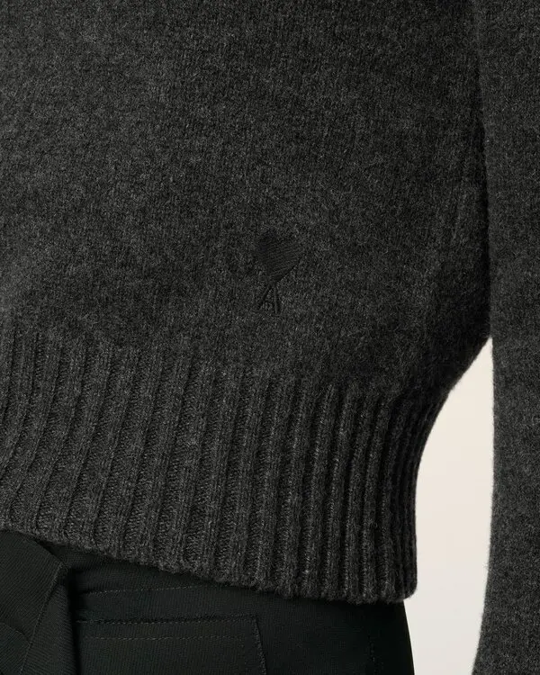 AMI Paris De Coeur Embroidered Sweater - Anthracite