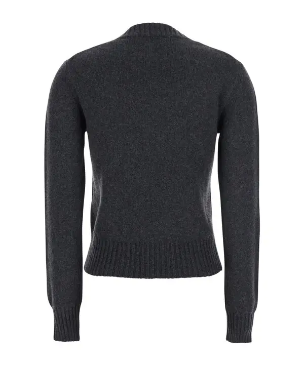 AMI Paris De Coeur Embroidered Sweater - Anthracite