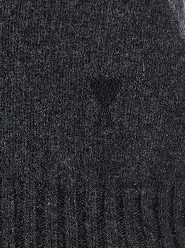 AMI Paris De Coeur Embroidered Sweater - Anthracite