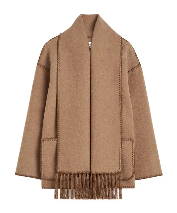 TOTEME Whipstitch-trim Scarf Jacket - Camel
