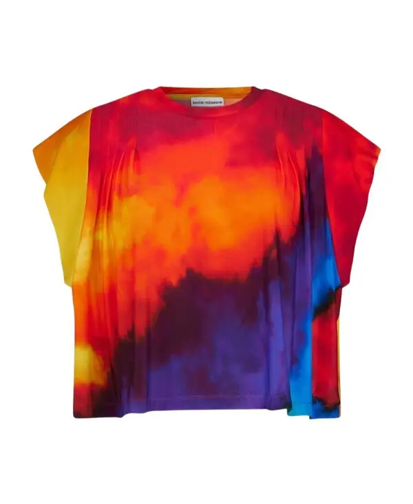 Rabanne Tie-dye Crewneck Cropped T-shirt - Red