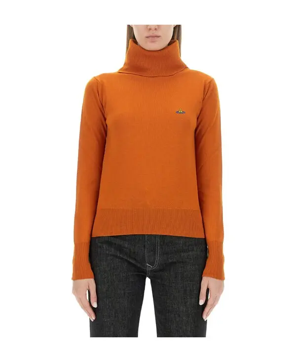 VIVIENNE WESTWOOD Orb-embroidered Roll Neck Knitted Jumper