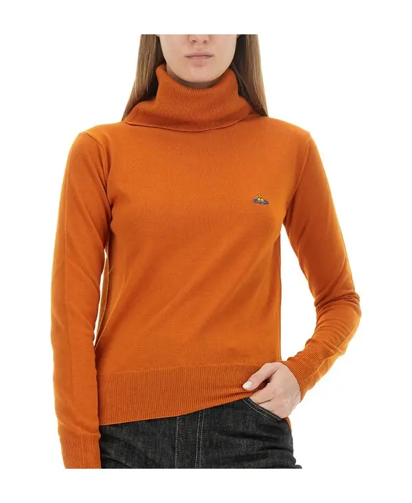 VIVIENNE WESTWOOD Orb-embroidered Roll Neck Knitted Jumper