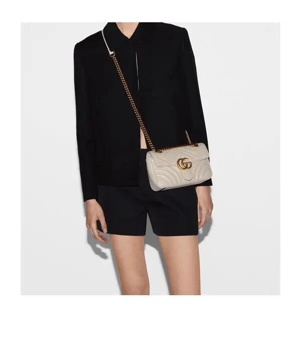 Gucci Gg Marmont Quilted Mini Shoulder Bag - Light Gray
