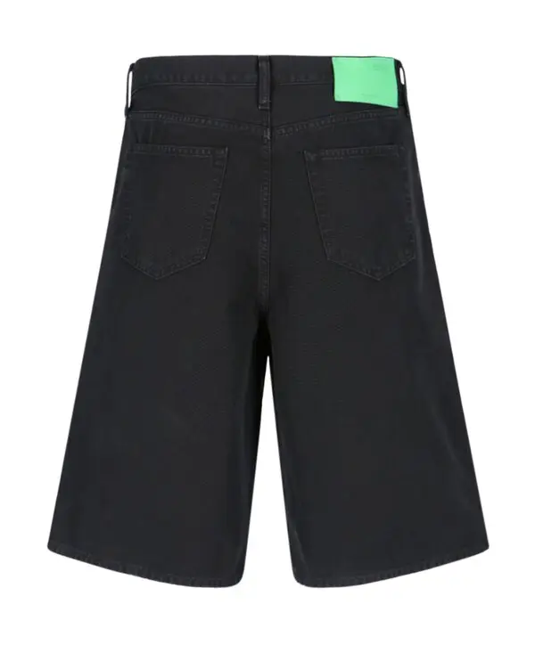 Off-White Logo Embroidered Wide Leg Denim Shorts