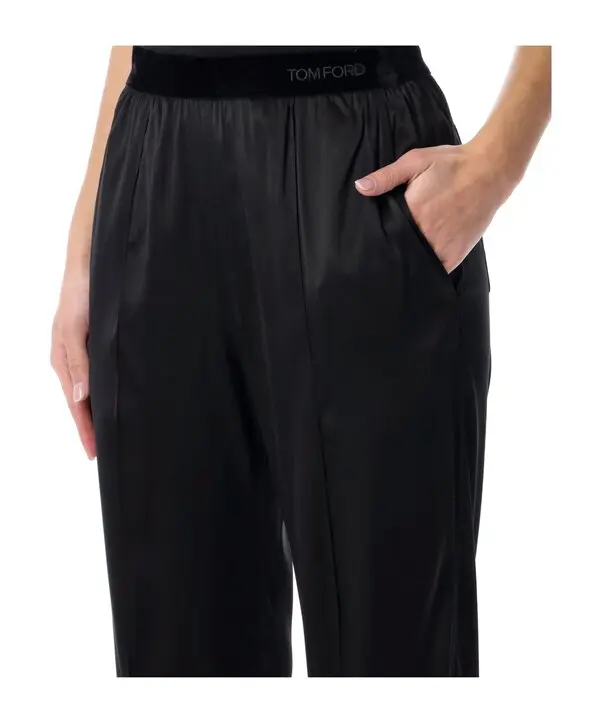 TOM FORD Satin Straight Leg Pants - Black