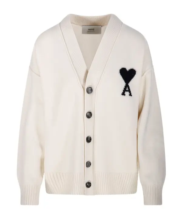 AMI Paris De Coeur V-neck Cardigan