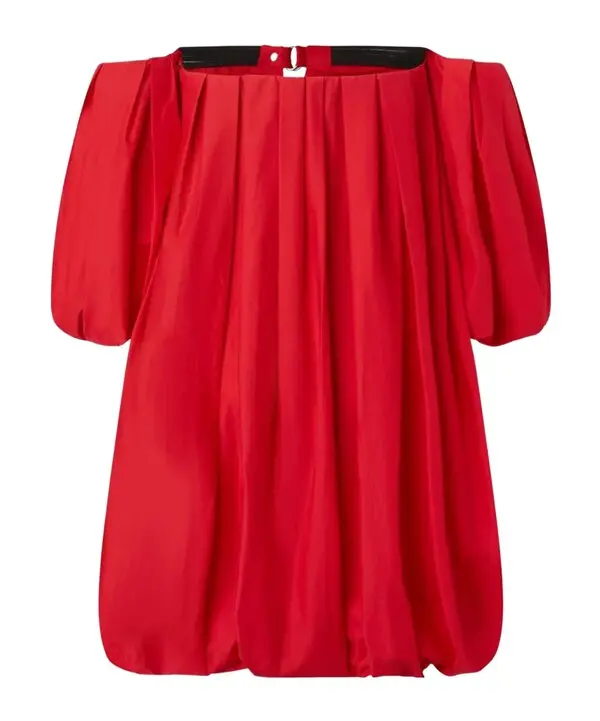 Pinko Off-shoulder Pleated Mini Dress - Red