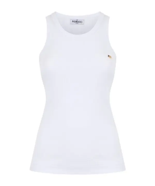 Fiorucci Angel Patch Ribbed Tank Top - White