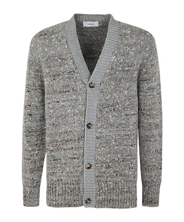 LARDINI Mélange Button-up Cardigan With Ribbed Trim - Gray