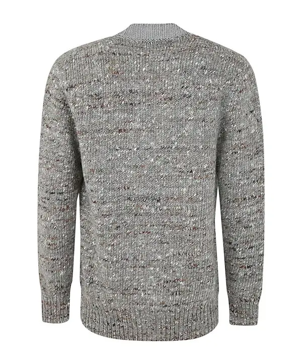 LARDINI Mélange Button-up Cardigan With Ribbed Trim - Gray