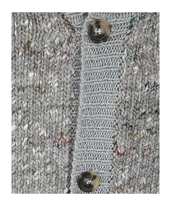 LARDINI Mélange Button-up Cardigan With Ribbed Trim - Gray