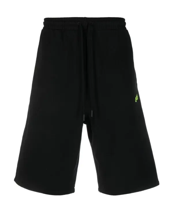 Off-White Cotton Track Shorts With Arrow Motif - Black