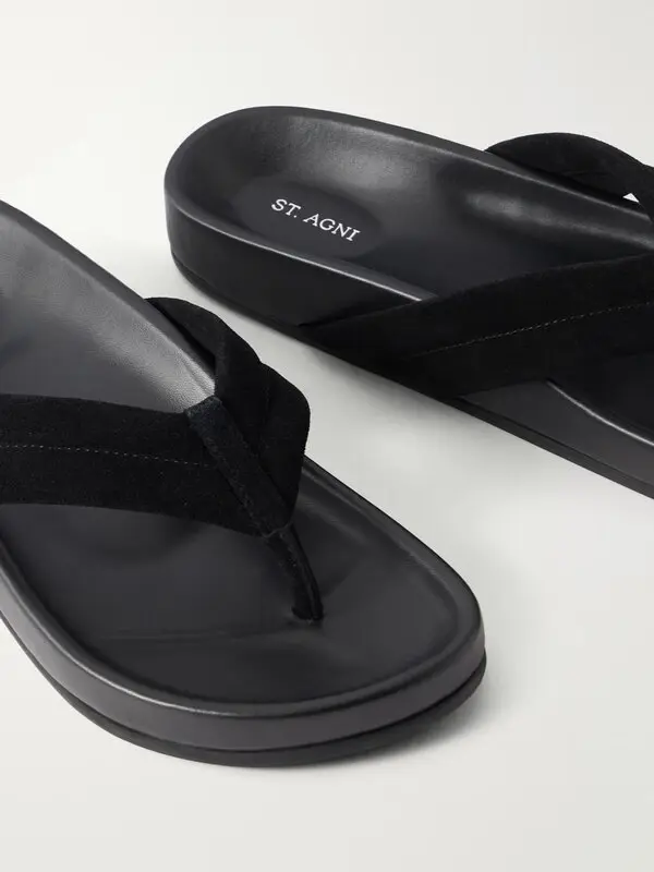 ST. AGNI Suede Platform Thong Sandals