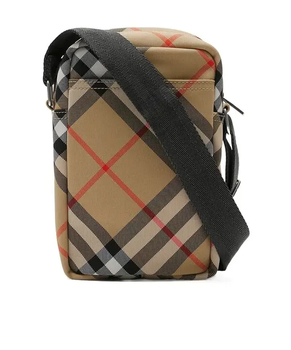 Burberry Ekd Motif Checked Phone Bag - Sand