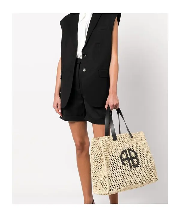 ANINE BING Large Rio Woven Tote Bag - Sand
