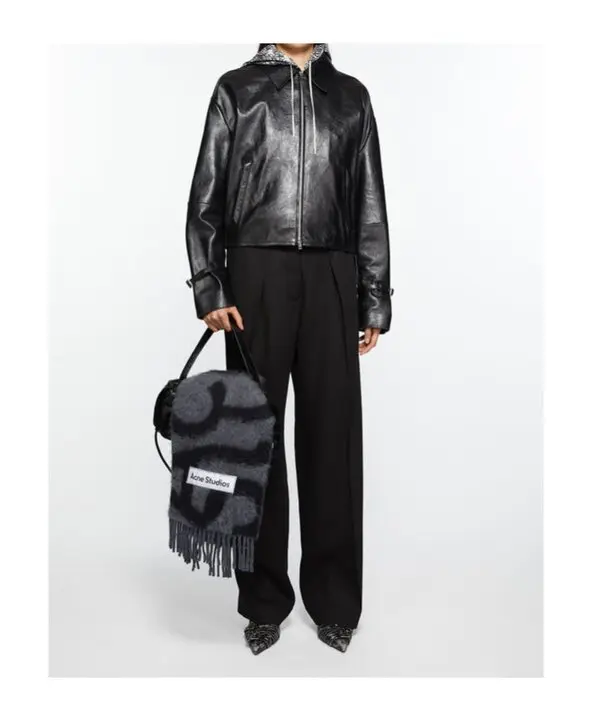 Acne Studios Logo Patch Fringed Edge Scarf