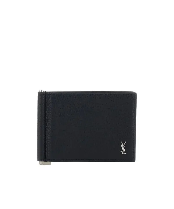 Saint Laurent Logo Plaque Bi-fold Wallet - Black