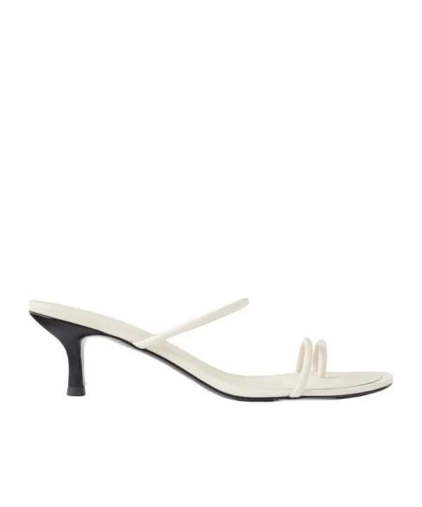 ST. AGNI Round-toe Kitten Heel Sandals - White