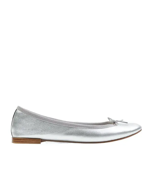 Repetto Ballerina Flats With Bow Detail - Silver