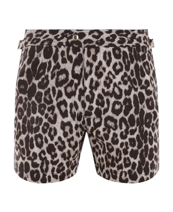 TOM FORD Leopard-print Swim Shorts - Black