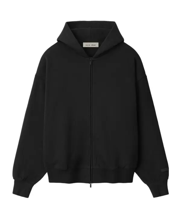 Fear Of God Essentials Ss26 Classic Zip-up Hoodie - Vintage Black And White