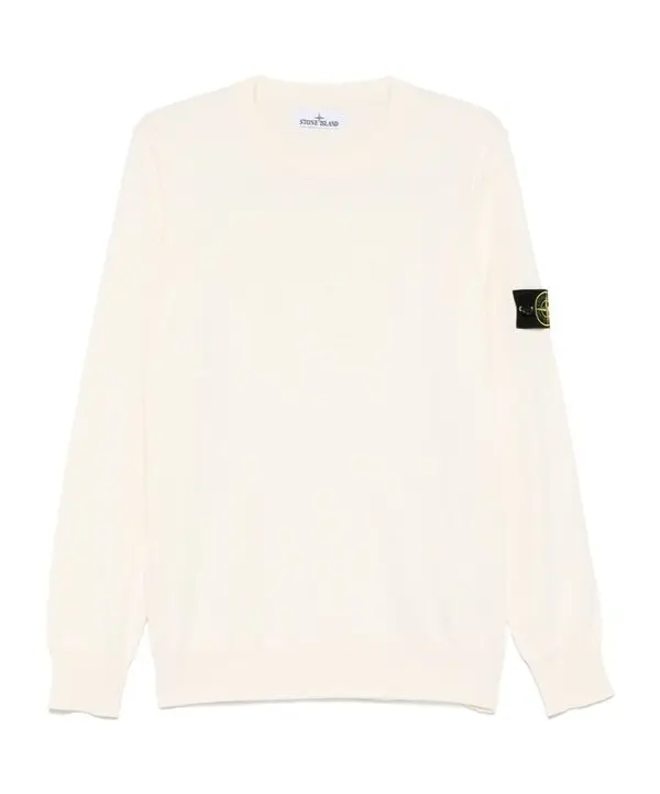 Stone Island Logo Patch Crewneck Jumper - Ivory