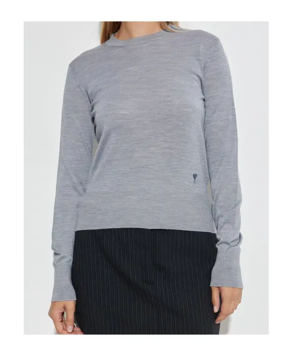 Ami Crew Neck Wool-silk Blend Sweater