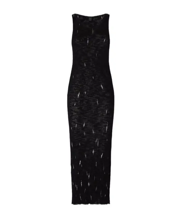 Pinko Sleeveless Round Neck Midi Dress With Back Logo