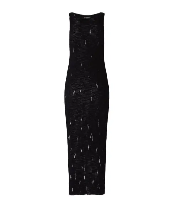 Pinko Sleeveless Round Neck Midi Dress With Back Logo