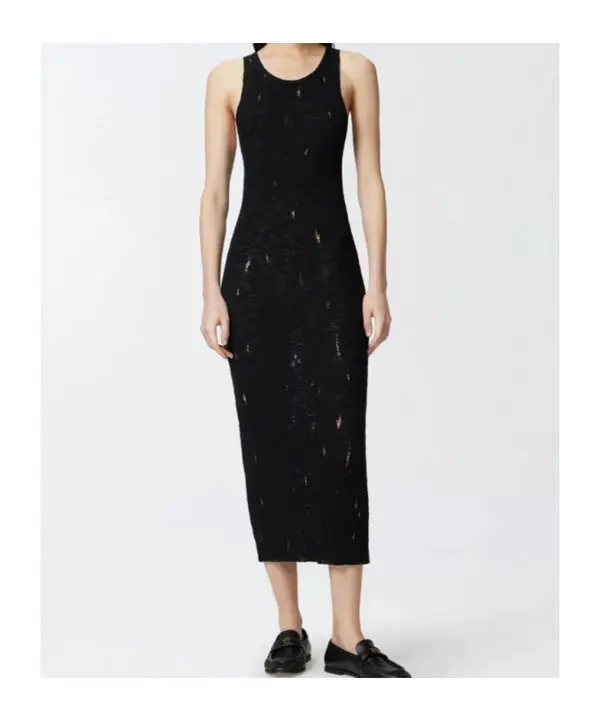 Pinko Sleeveless Round Neck Midi Dress With Back Logo