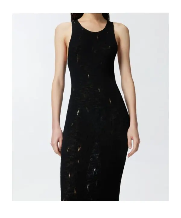 Pinko Sleeveless Round Neck Midi Dress With Back Logo