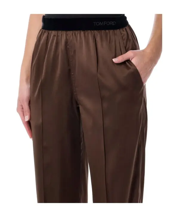 TOM FORD Satin Straight Leg Pants - Black
