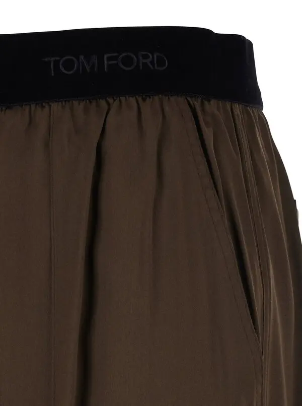 TOM FORD Satin Straight Leg Pants - Green