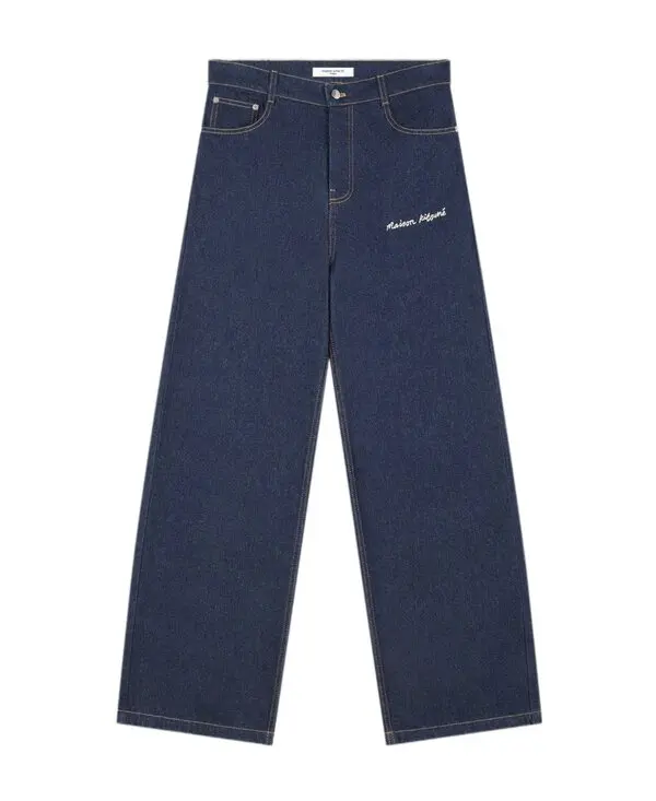 Maison Kitsuné Wide-leg Jeans With Embroidered Logo