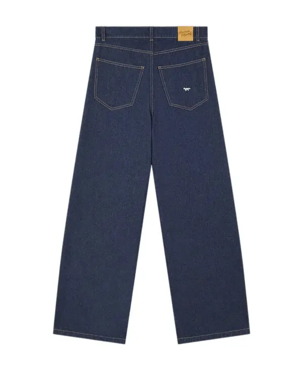 Maison Kitsuné Wide-leg Jeans With Embroidered Logo