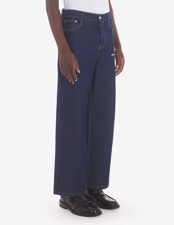 Maison Kitsuné Wide-leg Jeans With Embroidered Logo