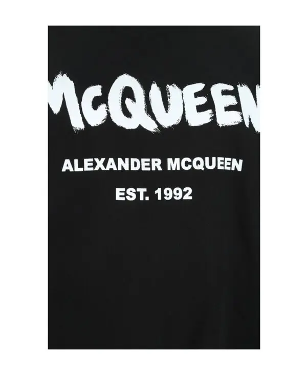 Alexander McQueen Graffiti Print Long Sleeve Sweatshirt - Black